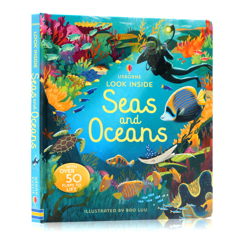 Usborne出品 看里面系列 海洋 英文原版 Look Inside Seas and Ocean 纸板翻翻书 儿童启蒙科普绘本 亲子共读