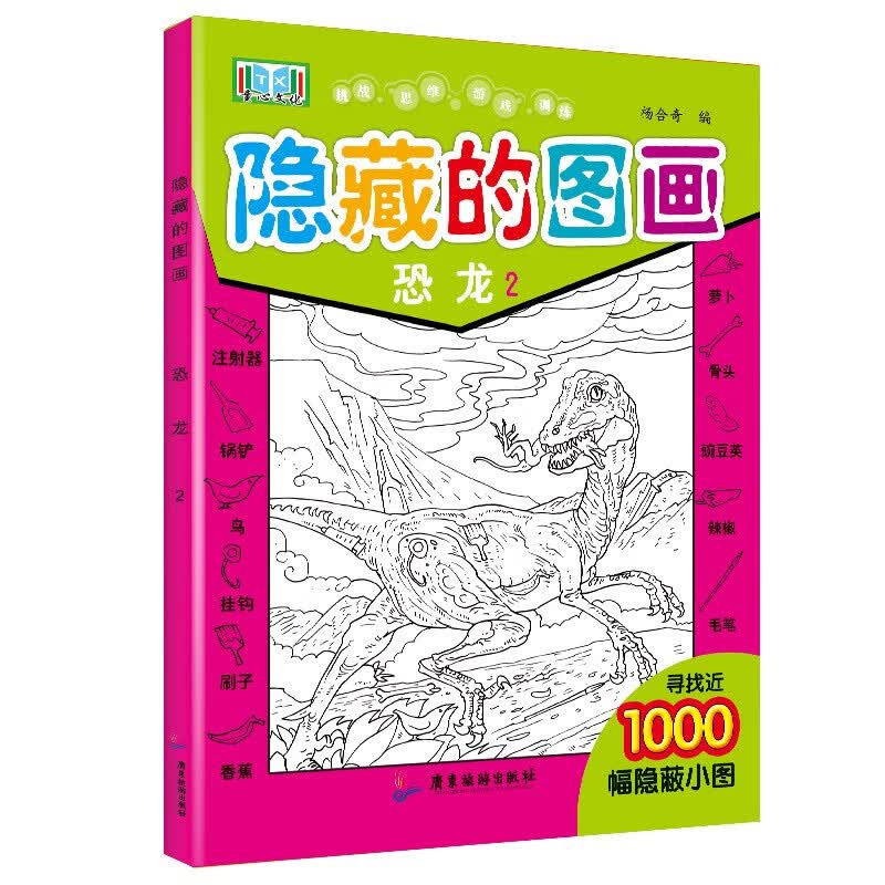 隐藏的图画捉迷藏 搜寻王趣味找不同 少儿6-7-8-9-12岁公主涂色小学生儿童益智游戏书 找一找大发现走迷宫视觉挑战 隐藏的图画恐龙第2册