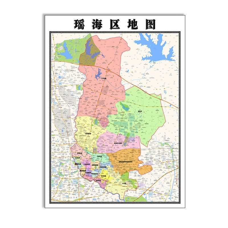 瑶海区地图1.1米安徽省合肥市办公室客厅书房新版防水高清装饰画 不覆膜