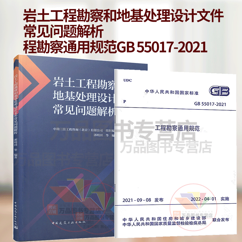全2册 岩土工程勘察和地基处理设计文件常见问题解析+工程勘察通用规范GB 55017-2021 中国建筑工业出版社