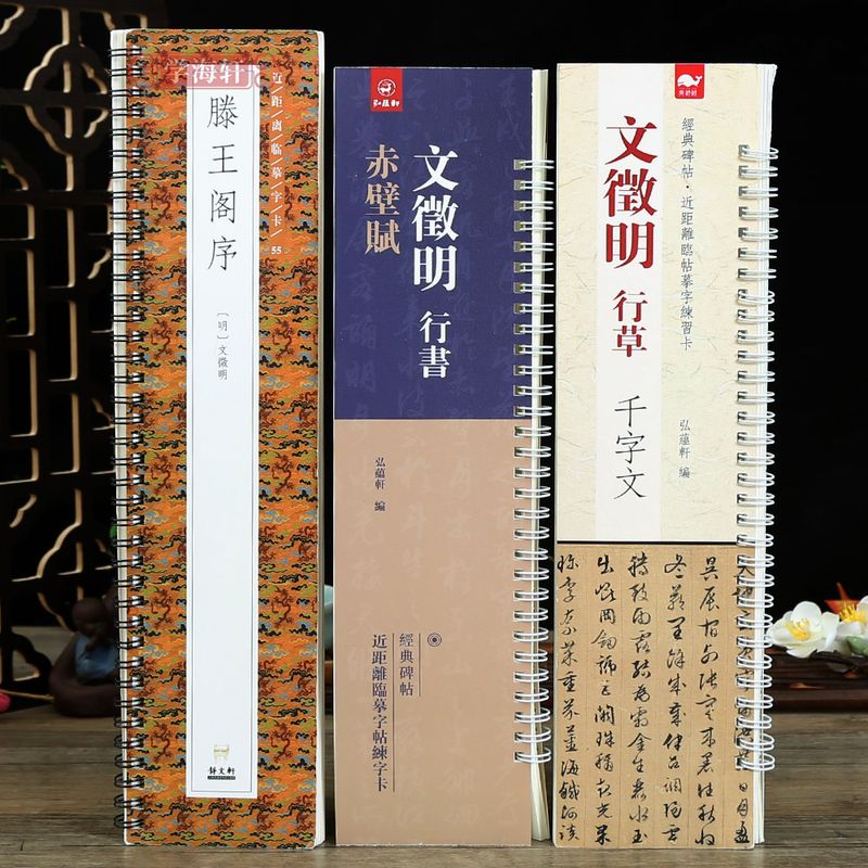 学海轩 共3本文徵明滕王阁序行书赤壁赋行草千字近距离临摹字卡书法毛笔字帖
