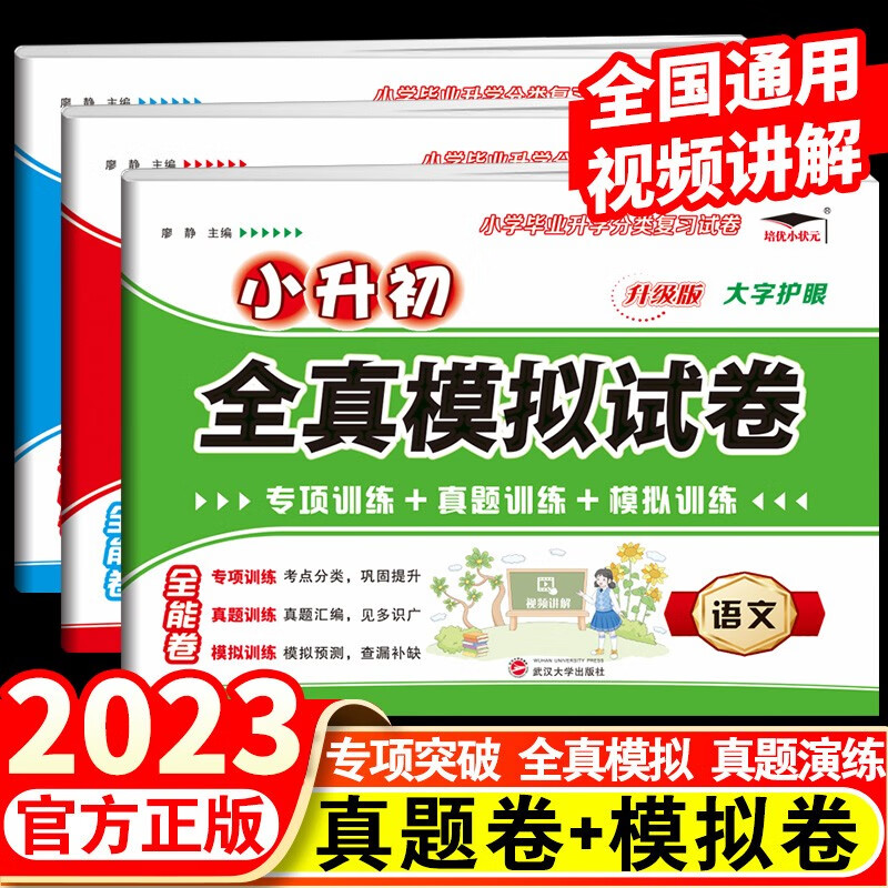 小升初真题卷2023人教版北师大版语文数学英语考前冲刺试卷全套通用版小学六年级下册试卷小升初总复习必刷题6年级下册专项训练练习册分班模拟考试暑假衔接作业 三本真题模拟试卷：语文+数学+英语【新品推荐】