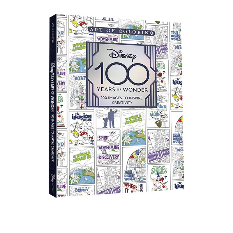 英文原版 Disney 100 Years of Wonder 着色艺术 迪士尼百年奇迹 涂色书 100张图片激发创造力 .