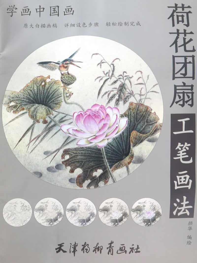 荷花团扇工笔画法/学画中国画