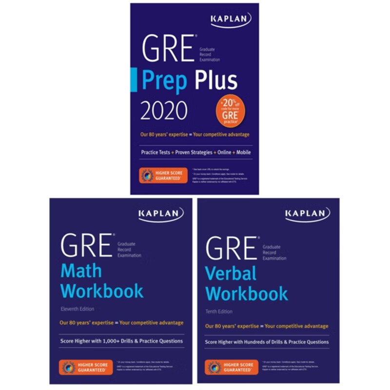 卡普兰GRE备考完全指南2020（3本套装） 英文原版 GRE Complete 2020