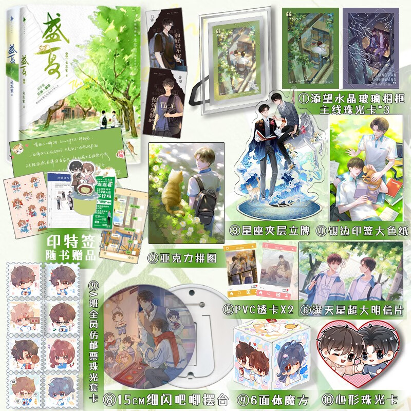 印特签版《盛夏》小说实体书籍 木苏里著 盛x夏2新增番外旅人习惯 【两册套装】豪华赠品版