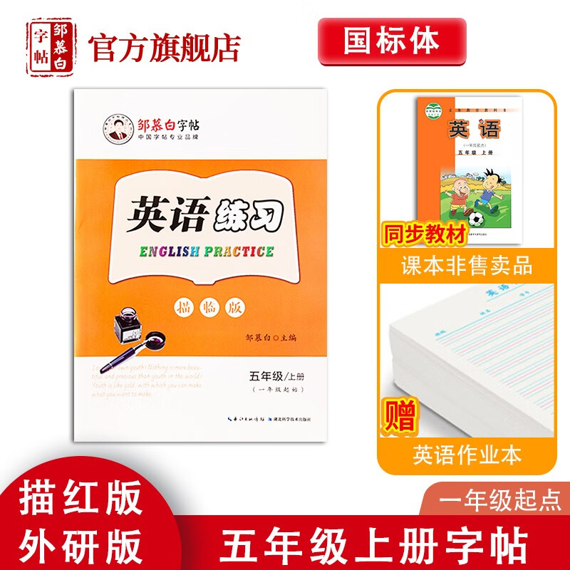邹慕白字帖一起点外研版英语练习一二三四五六年级上下册课本教材同步小学生儿童练习控笔训练硬笔钢笔国标手写体描临描红 5年级上册
