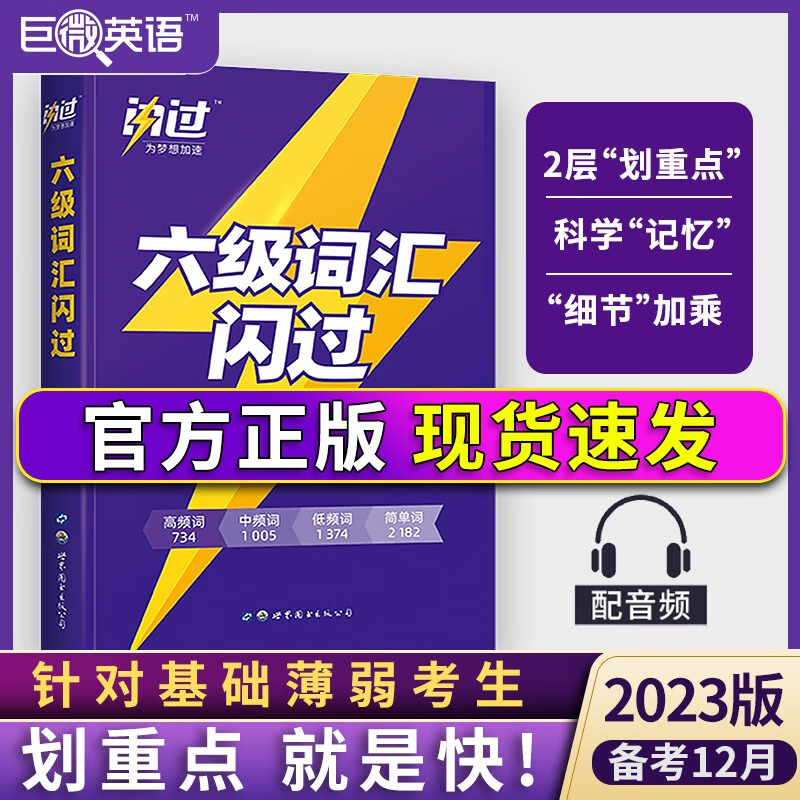 备考2023年12月巨微英语六级词汇闪过大学英语六级高频词英语6级考试单词本单词记忆法便携版词汇手册专项训练口袋书