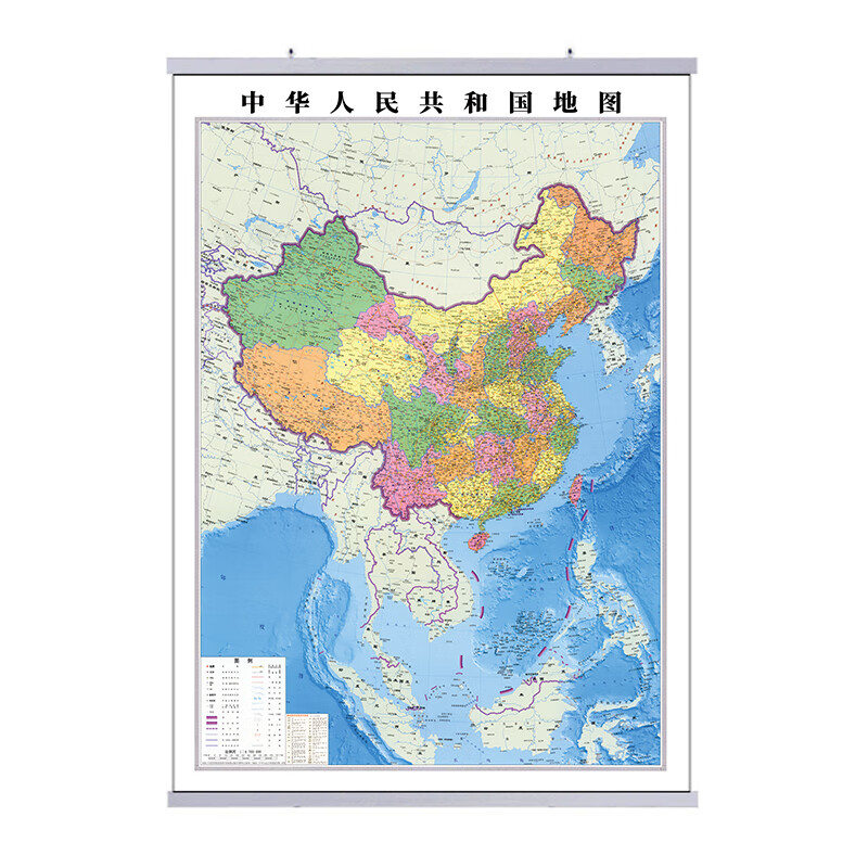 中国世界地图办公室装饰画复古挂图2023新版中英文会议室超大定制 中国地图竖版 180*130厘米 画布带挂轴 办公装饰画