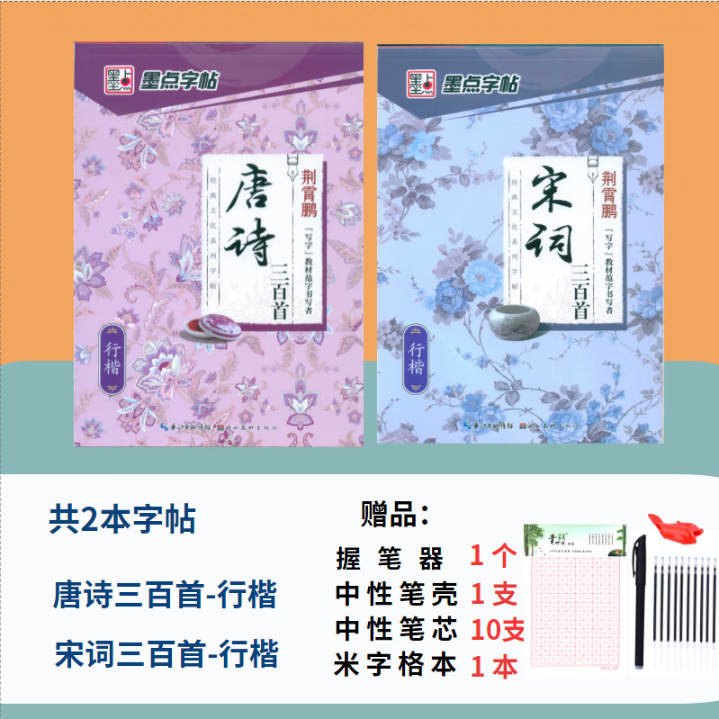 墨点字帖 荆霄鹏行楷字帖 唐诗宋词三百首精选 名家散文名著名言带透明蒙纸描摹 成人练字行书 楷书古诗词钢 唐诗+宋词(送中性笔+练习本)