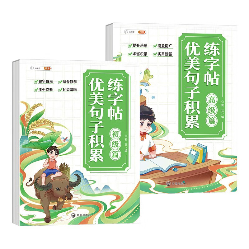 斗半匠 小学语文优美句子积累练字帖 小学生好词好句好段写作素材积累看图写话描红练字帖【初级+高级】