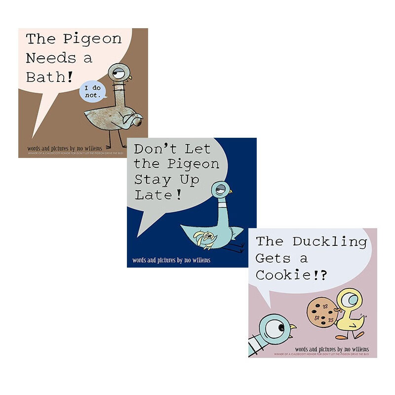 The Pigeon 鸽子系列3册 Mo Willems 幼儿早教绘本启蒙 儿童读物 凯迪克大奖 情商生活习惯培养 小猪小象 英文原版 绿山墙图书