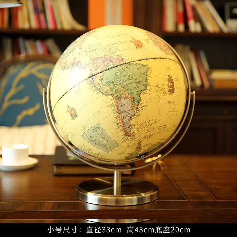 现代创意水晶地球仪摆件轻奢高档客厅酒柜书柜办公室领导桌面装饰 黄色地球仪大号