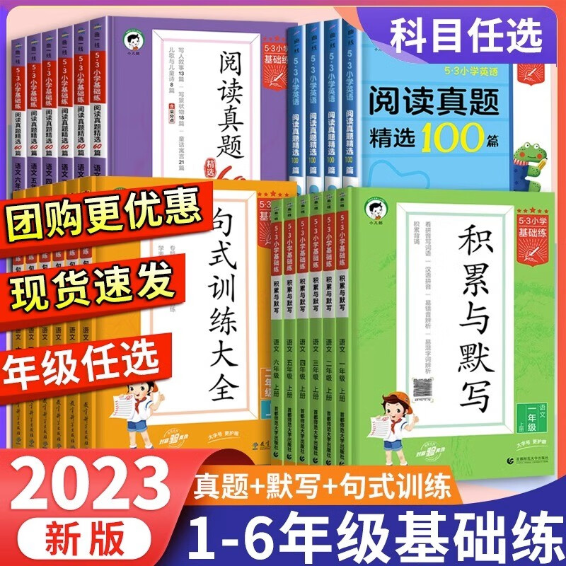 【年级上下册可选】2023新版53小学基础练上册下册语文专项训练书阅读理解课外训练100篇人教版同步教材练习册 共3本 句式+阅读+默写 四年级上
