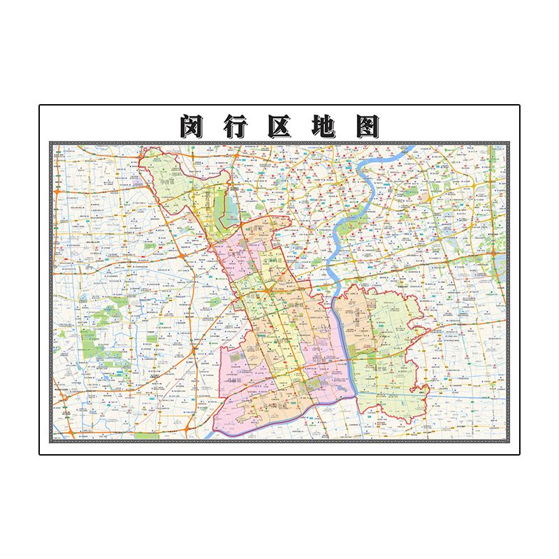 闵行区地图1.1米上海市新版高清办公室装饰画会客厅防水贴画 覆膜