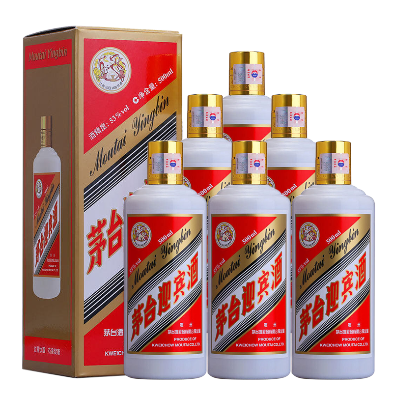 贵州茅台酒股份有限公司出品 酱香型白酒53度 飞天迎宾 500ml*6瓶整箱装，4388.00元—— 慢慢买比价网