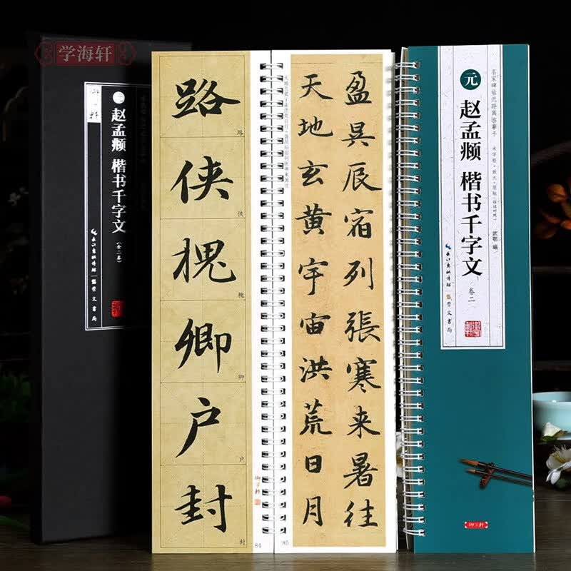 共2本赵孟頫楷书千字文临读对照名家碑帖近距离临摹卡米字格附角注放大原帖简体旁注赵体楷书毛笔书法字帖字卡入门临摹范本