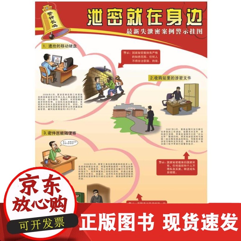 泄密就在身边 保密宣传挂图 一套4张 72cmX52cm 保密专业