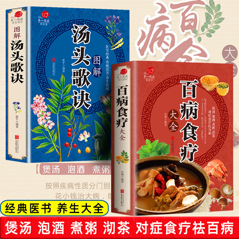 百病食疗大全中医金方妙方药膳汤膳粥膳大全书 中医养生书籍大全中华食疗养生书本草纲目饮食宜忌速查全书 2册:百病食疗+汤头歌诀