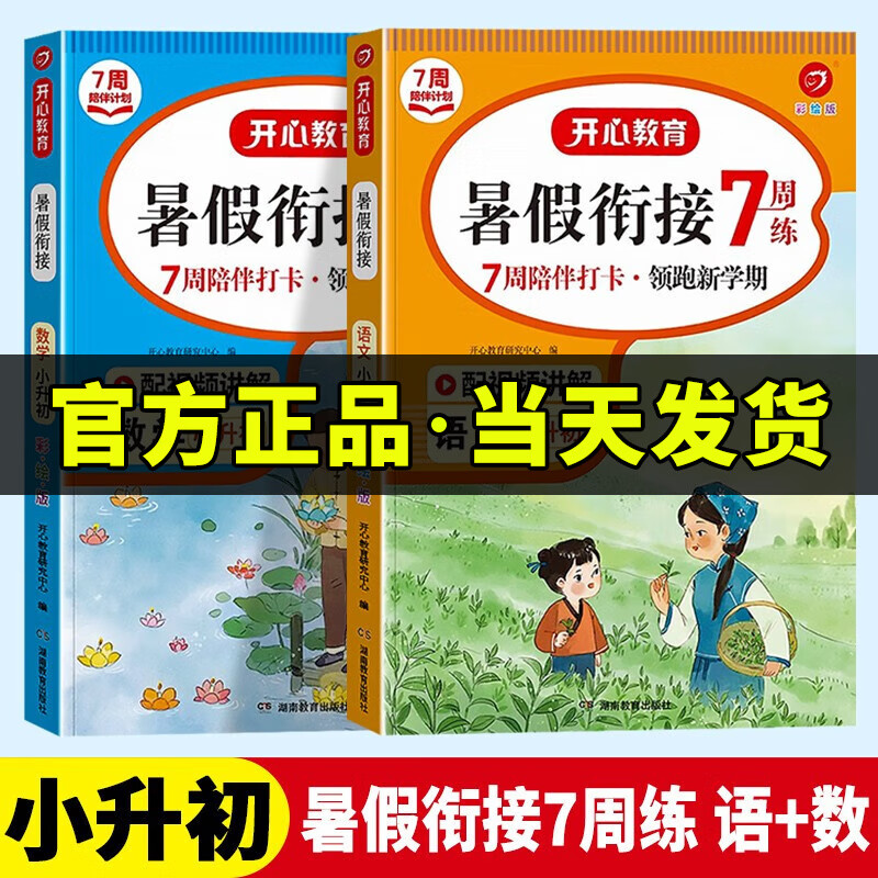 2023新版小升初衔接暑假作业人教版六年级暑假作业小升初衔接教材总复习六年级下册暑假作业衔接预习培优巩固新学期提升专项训练开心教育暑假衔接7周练 【小升初】共2本 暑假衔接 语文+数学