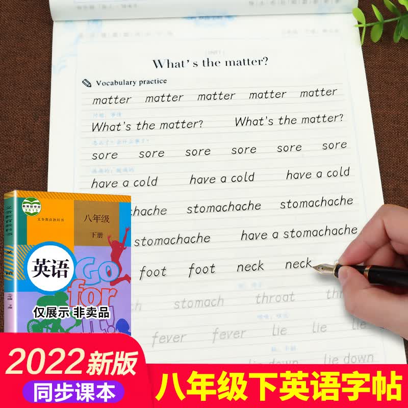 八年级下册语文同步字帖人教版 初中生初二上册练字帖英语控笔训练中学生专用钢笔临摹楷书罗扬正楷行楷衡水体8上下写字课课练 【下册】英语同步练字帖 八年级/初中二年级