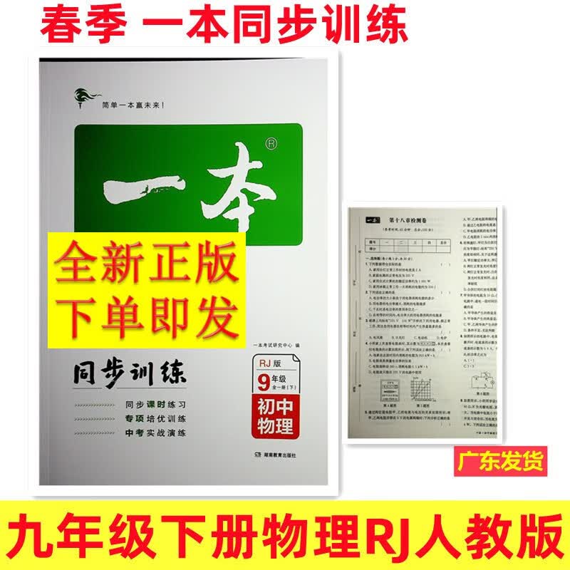 包邮2023春一本同步训练 初中物理九年级全一册（下）册 人教版RJ 初中生中考物理辅导练习题 初三9年级物理下册题库教辅书籍总复习资料 \x0a