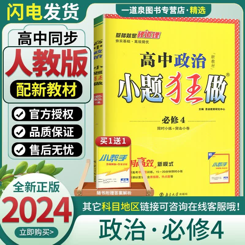 【自选】2024高中小题狂做必修第三册 物理 高一下册政治必修4同步课时教辅资料练习册必修3 政治必修4 人教版
