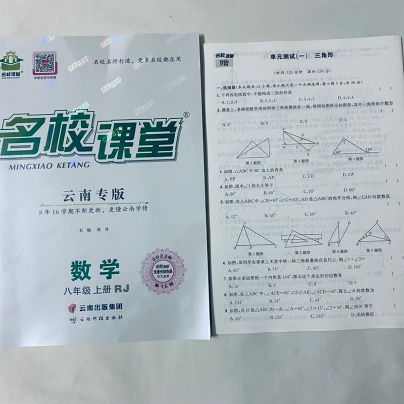 2023秋 云南专版 名校课堂 8八年级数学上册 人教版RJ 同步练 同步练