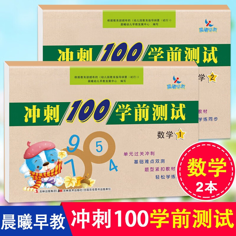 晨曦早教冲刺100学前测试卷拼音数学语言学前班字词句子加减法运算卷 幼小衔接教材一日一练大班幼升小 数学1.2两册