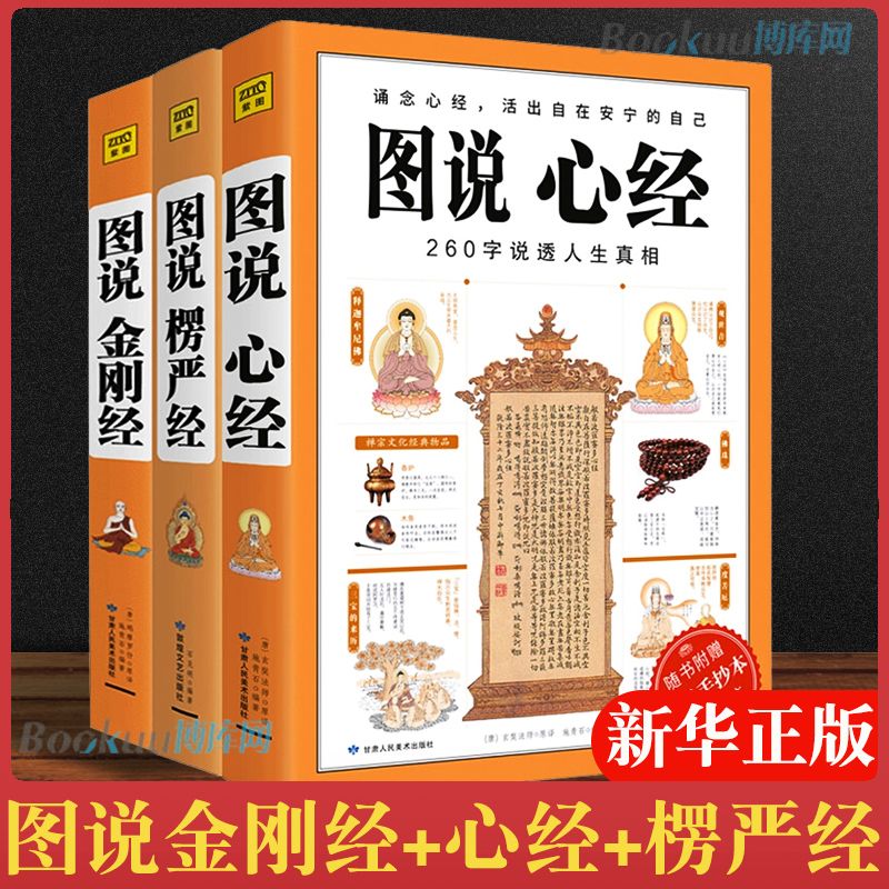 3册图说金刚经+心经+楞严经全套经典图解版文白对照佛经佛学书籍初学者入门经典十三经文解释经书禅修经文