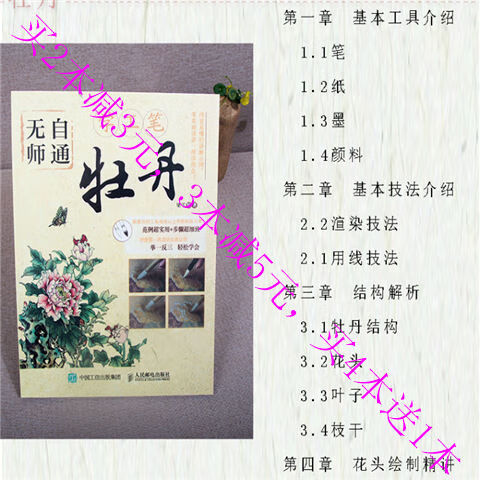 无师自通学画国工笔画禽鸟鱼百花荷花牡丹工笔画训练 无师自通学 工笔牡丹