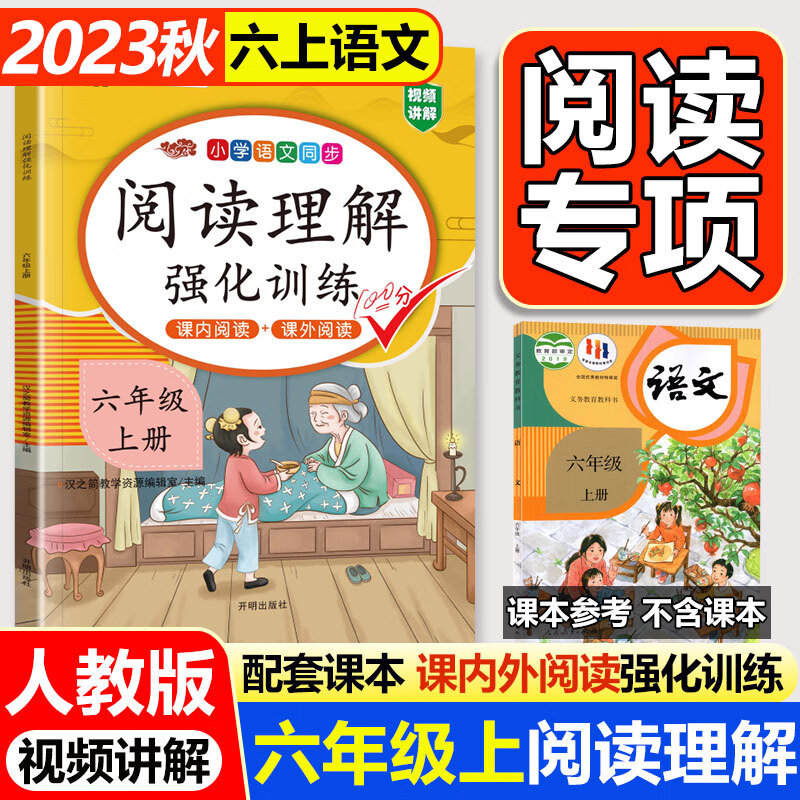 六年级阅读理解强化训练 2023版小学六年级上册下册语文课内课外阅读理解专项训练书人教部编版 启明星汉之简 课内课外阅读理解训练 六年级上