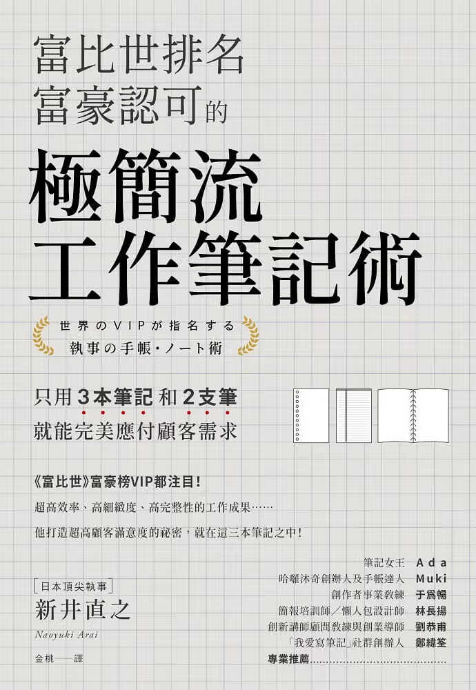预售 原版进口书 新井直之富比世排名富豪认可的 极简流工作笔记术：只用3本笔记和2支笔就能应付