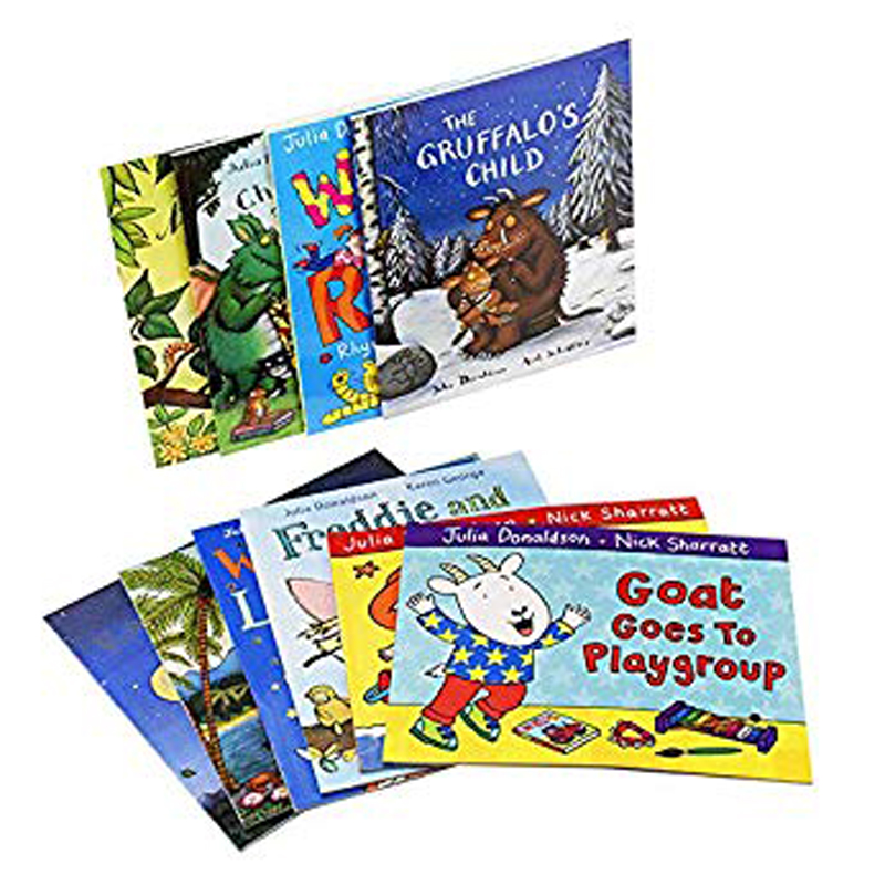 茱莉亚唐纳森咕噜牛 Julia Donaldson10册room on the broom,snail and whale,monkey puzzle英文原版 儿童英语启蒙故事书<平装> 4-8岁