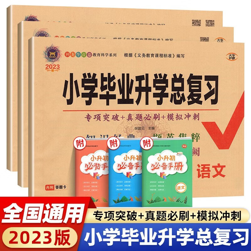 2023版小学毕业升学总复习小学升学多轮夯基总复习语文数学英语试卷名校招生真题卷小升初中小考分班历年真卷神龙牛皮卷 小学毕业升学总复习【语数英全3册】