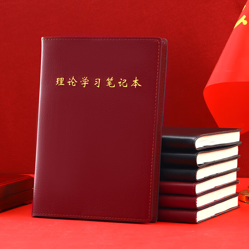 党员学习笔记本2023新版工作学习笔记本政治教育理论党委中心组党课学习笔记本会议记录本单位定制可印l 棕色-理论学习笔记本