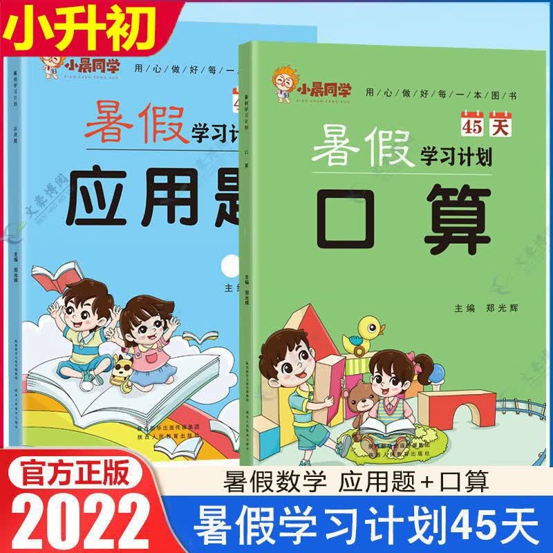 暑假45天学习计划暑假衔接小升初小学生6六年级下册小晨同学暑假作业本语文数学同步专项训练练习册口算题卡应用题阅读理解练字帖 应用题+口算 小学升初中