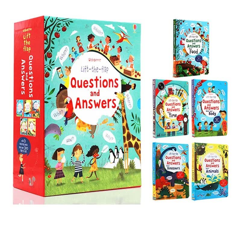 英文原版 你问我答科普翻翻书系列3-4岁 Usborne Very First Questions and Answers 便便是什么 雪是什么 什么是睡眠 星星 百科科普5册盒装 5-6岁 梦想童