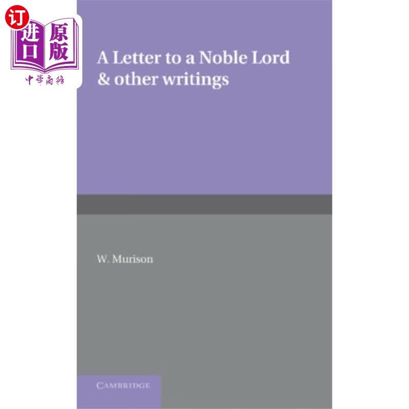 海外直订Letter to a Noble Lord and Other Writings 给贵族的信和其他作品