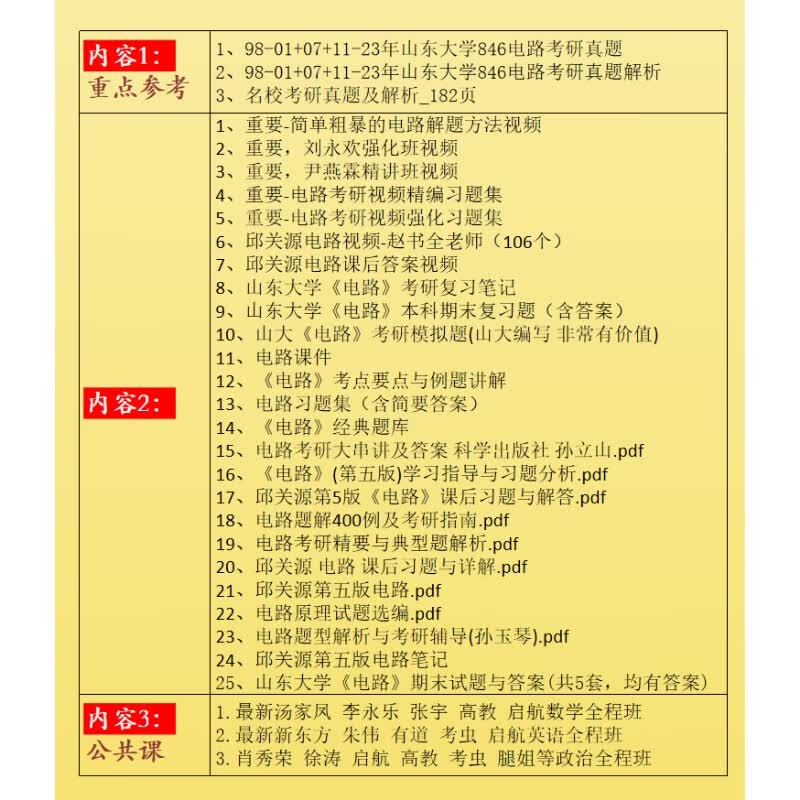 2024版山东大学846电路考研真题答案山大846电路电气考研初试资料 纸质版
