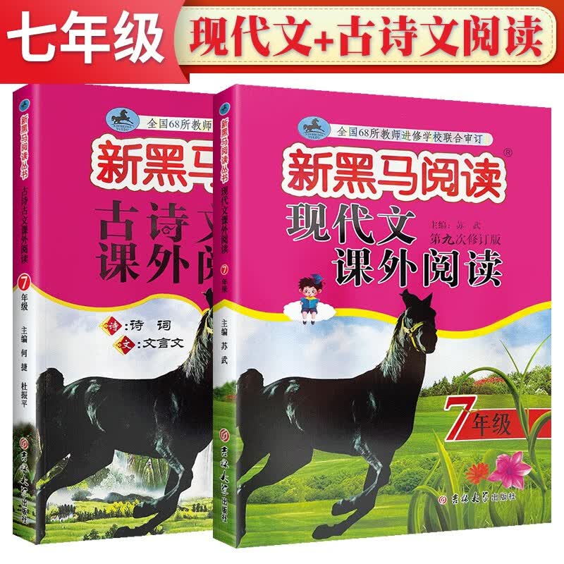 套装2册 2024新黑马阅读七年级语文现代课外文阅读+古诗文课外阅读 阅读理解七年级语文教材同步课外文言文现代文古诗文阅读训练