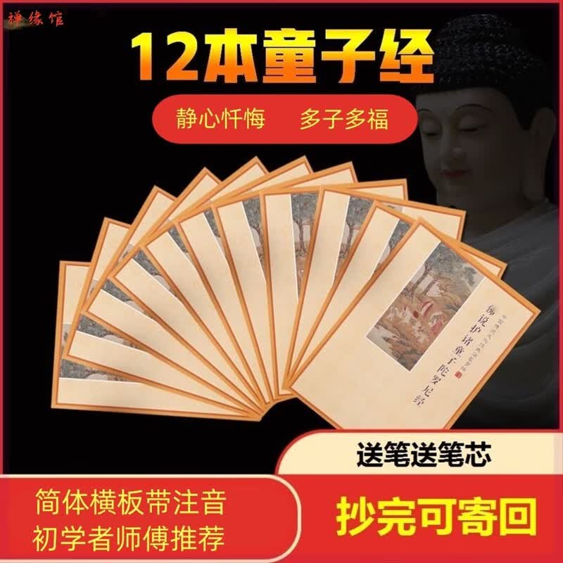 护诸童子陀罗尼抄写本练字贴硬笔临摹简体横版注音版童子经手抄本 童【6本】1笔30芯 简体横版生字带注音 童子【3本】1笔20芯
