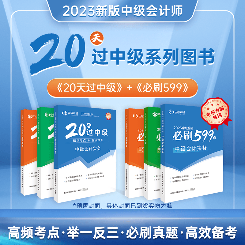 中欣 新版2023中级会计职称考试冲刺试题20天过中级核心必刷599题教辅资料经济法财务管理中级会计实务 20天过中级 中级会计实务