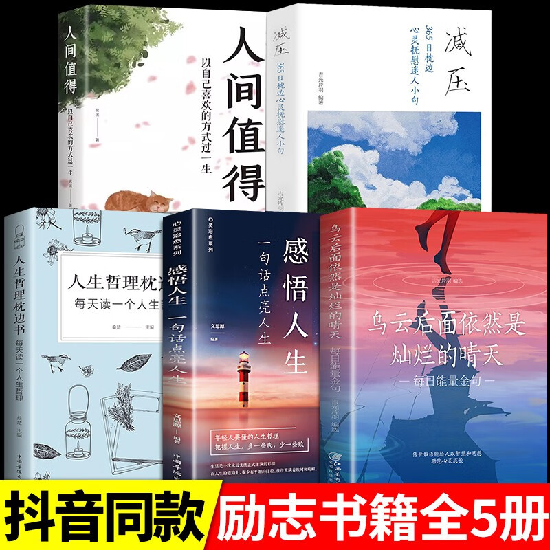 【抖音推荐】2册乌云后面依然是灿烂的晴天+减压 每日能量金句每日箴言一句话改变人生启迪心灵感悟人生青春正能量励志经典语录 【5册】乌云+减压+感悟+枕边书