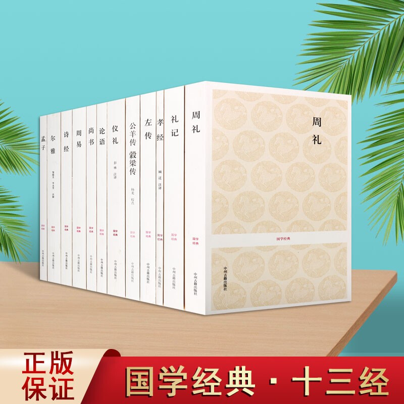 国学十三经 周礼 礼记 尔雅 孟子 国学经典 国学古籍 孝经 左传 公羊传 榖梁传 仪礼 论语 尚书 周易 诗经 套装12册 原文注释译文文白对照 中州古籍出版社