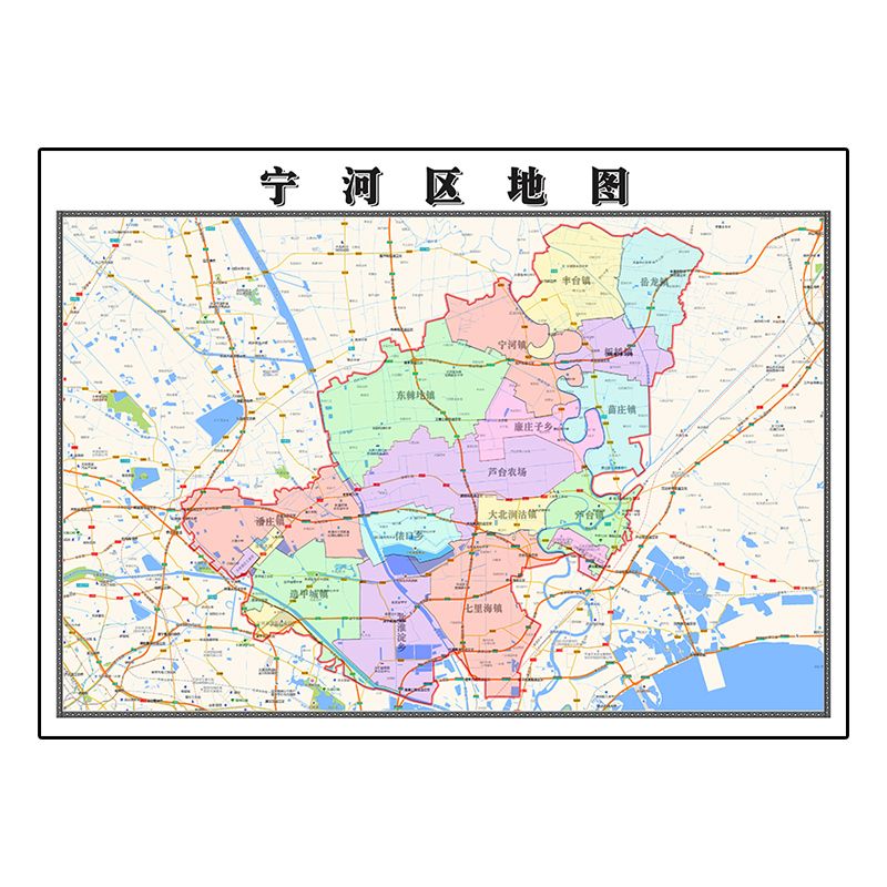 宁河区地图1.1米天津市新版客厅背景墙画会议办公室贴画装饰画 不覆膜