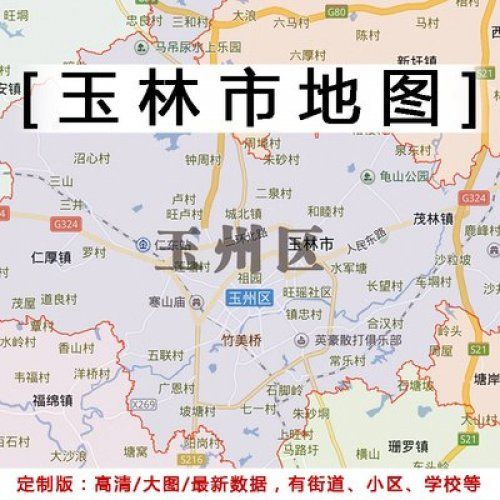 玉林市贴图室挂图装饰画定制广西玉林行政交通地形图 其它