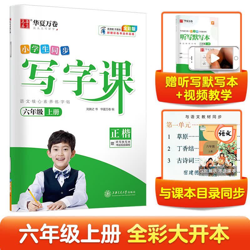 华夏万卷小学生同步写字课一二三四五六七八年级上册下册练字帖 刘腾之书写语文同步字帖课课练人教版 六年级上册 语文