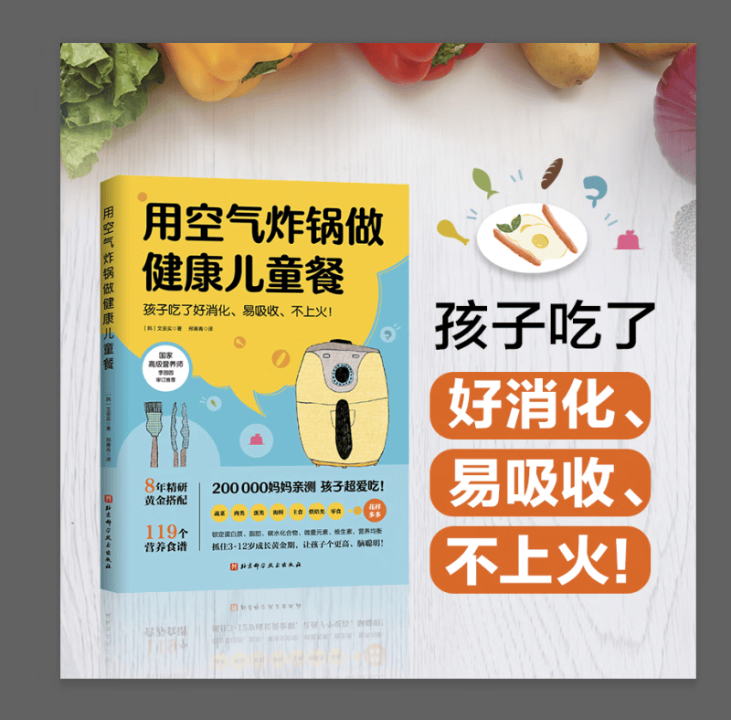 用空气炸锅做健康儿童餐文圣实119道儿童营养食谱美食烹饪家用空气炸锅食谱使用方法薯条炸鸡块鸡翅健康零
