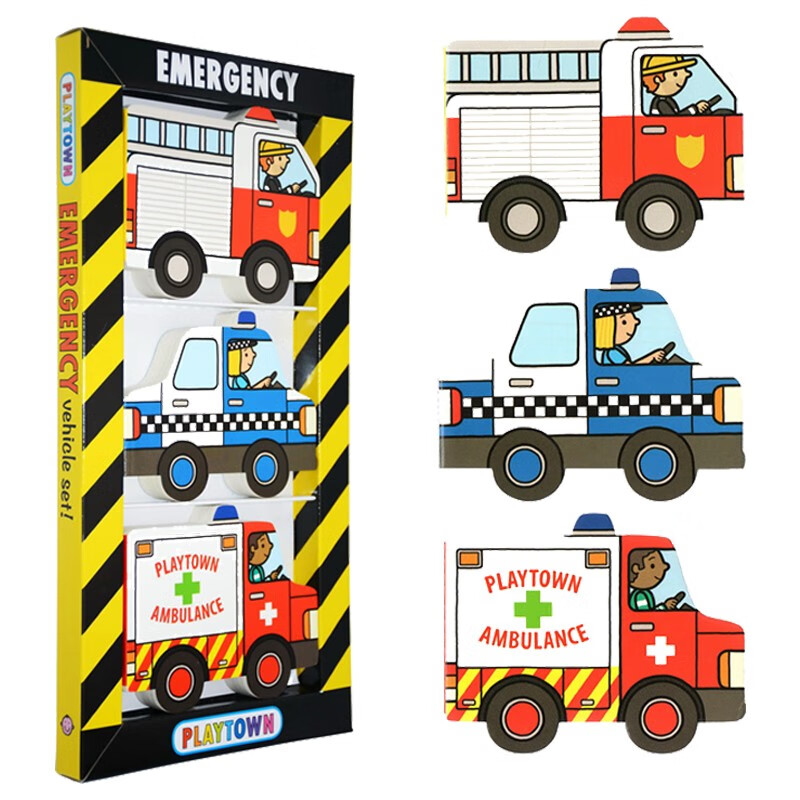 Playtown Chunky Pack Emergency 车子书3册警车消防车救护车 英文原版